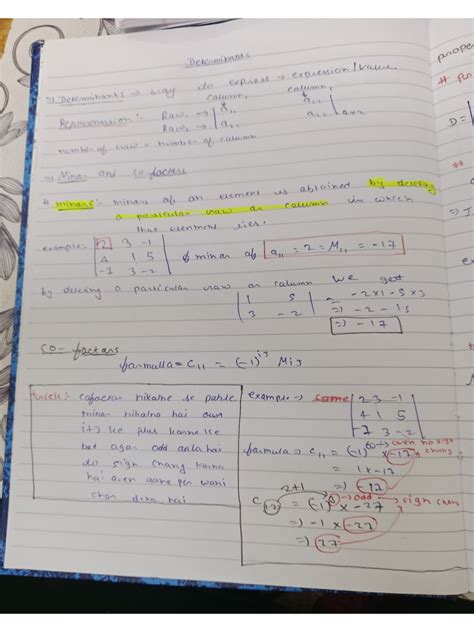 short notes determinants maths pdf