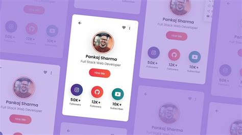Profile Card Ui Design Using Html Css And Javascript Youtube