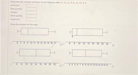 Solved Show The Five Number Summary For The Following Data
