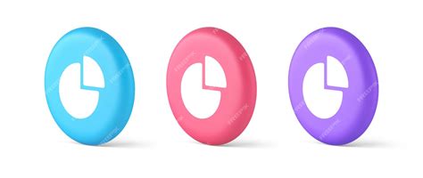 파이 다이어그램 파이 디아그램 조각 버튼 비즈니스 프레젠테이션 재무 보고서 3d 현실적인 아이콘 프리미엄 벡터