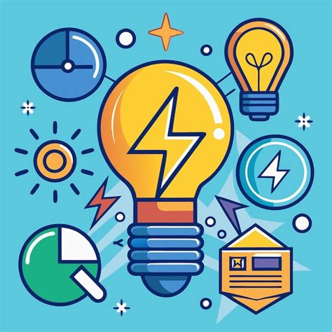 premium vector bright yellow lightbulb with a lightning bolt inside