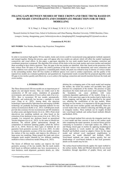 Pdf Filling Gaps Between Meshes Of Tree Crown And Tree Trunk Based On Boundary Constraints And