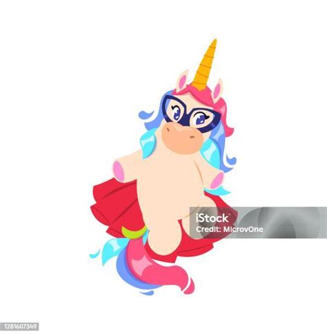 패션 유니콘 안경과 빨간 치마에 무지개 꼬리와 고립 된 작은 조랑말 만화 요정 꼬리 영웅 인쇄 벡터 일러스트레이션 가공의 인물에 대한 스톡 벡터 아트 및 기타 이미지