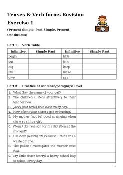 Mixed Tenses Simple Present Simple Past Present Continuous 2