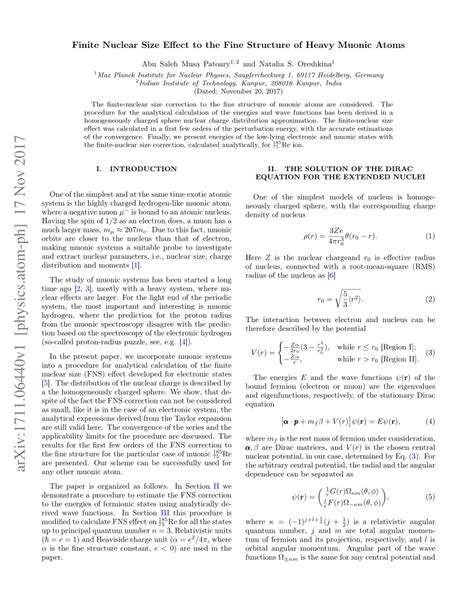 Pdf Finite Nuclear Size Effect To The Fine Structure Of Heavy Muonic