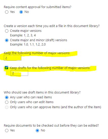 Set Minor Version Sharepoint Microsoft Qanda