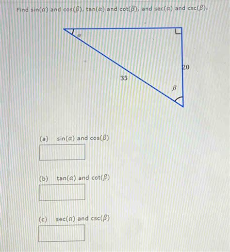 solved find sin alpha and cos beta tan alpha and cot beta