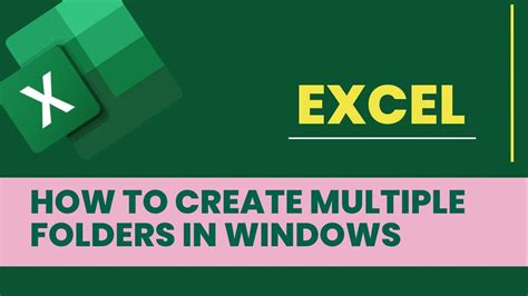Create Multiple Folders In Windows Drive Through Excel Youtube