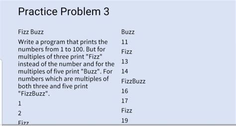 Solved Practice Problem 3 Buzz Fizz Buzz Write A Program