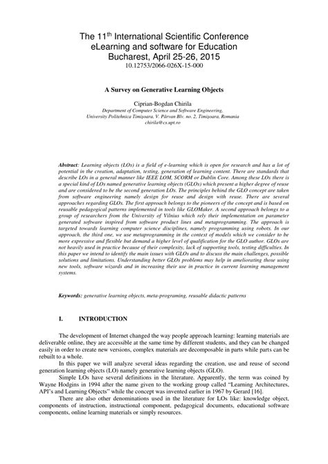 Pdf A Survey On Generative Learning Objects