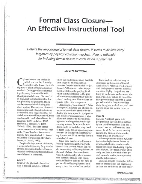 Pdf Formal Class Closure—an Effective Instructional Tool Pdf Formal Class Closure—an Effective Instructional Tool