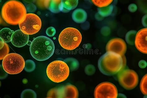 Vibrant Microbial Life Under Microscope Stock Illustration Illustration Of Detail Vibrant