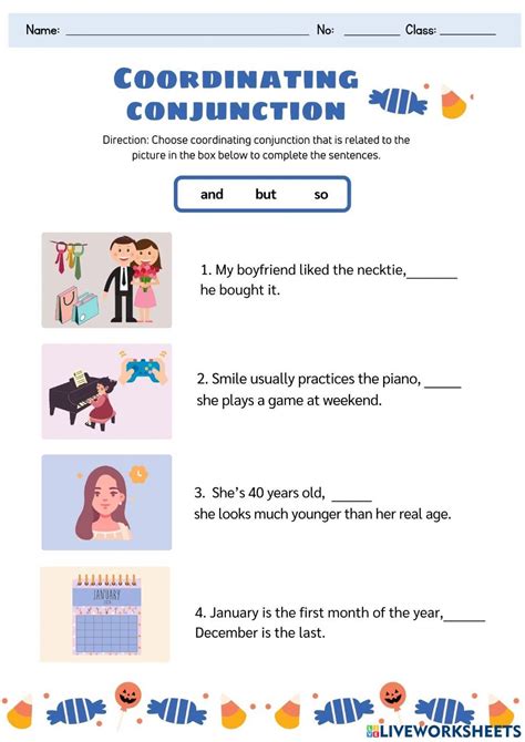 Coordinating Conjunction Interactive Worksheet Coordinating