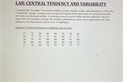 Solved Calculate The Averages For Central Tendency Mean