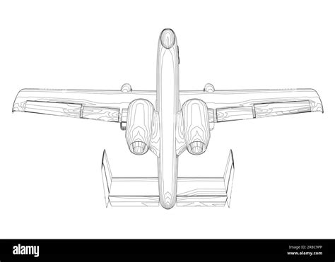 Outline Combat Aircraft In Isolate On A White Background Modern Combat Aircraft Stylized Image