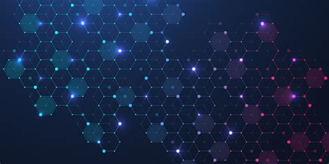 기술 추상적 인 선과 점은 배경을 육각형과 연결합니다 육각 격자 육각형은 디지털 데이터와 빅 데이터 개념을 연결합니다 Hex