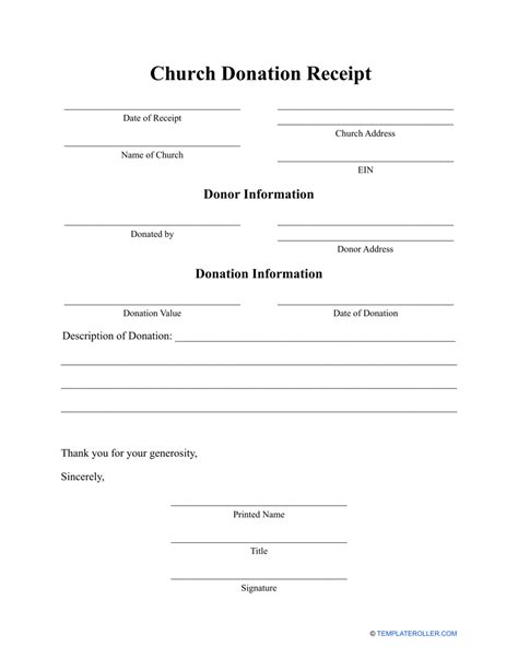 Church Donation Receipt Template Fill Out Sign Online And Download