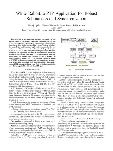 white rabbit a ptp application for robust sub nanosecond