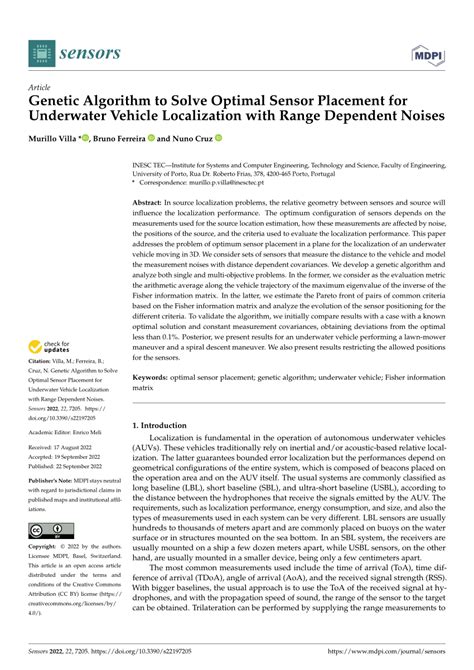 Pdf Genetic Algorithm To Solve Optimal Sensor Placement For