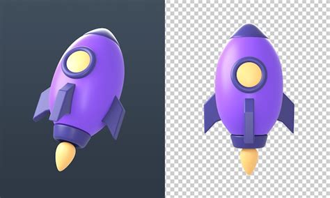 Premium Psd 3d Yellow Purple Rocket Launch Icons For Ui Ux Web Mobile Apps Social Media Ads