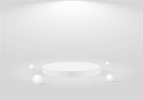 제품 디스플레이 벡터 일러스트 레이 션에 대 한 추상 흰색 원 빈 연단 받침대 장면 프리미엄 벡터