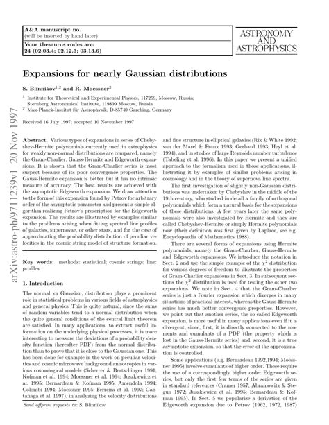 Pdf Expansions For Nearly Gaussian Distributions
