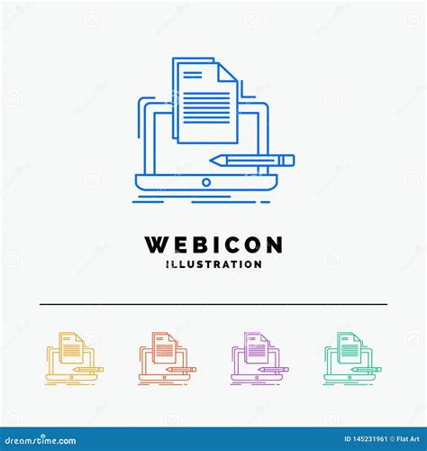 Coder Coding Computer List Paper 5 Color Line Web Icon Template