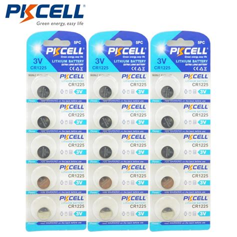 3Pack/15Pcs PKCELL CR1225 3V Lithium Battery BR1225 EBR1225 CR 1225 3V ...