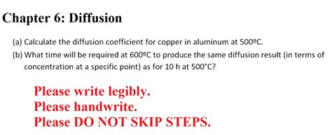 Solved Calculate The Diffusion Coefficient For Copper In Chegg Com