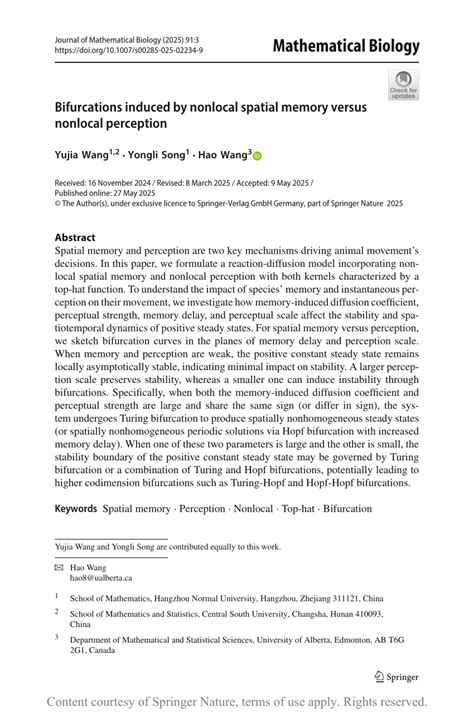 bifurcations induced by nonlocal spatial memory versus nonlocal