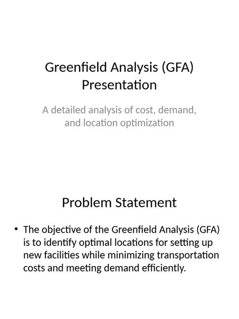 Greenfield Analysis Presentation Pdf