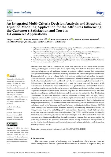 Pdf An Integrated Multi Criteria Decision Analysis And Structural Equation Modeling