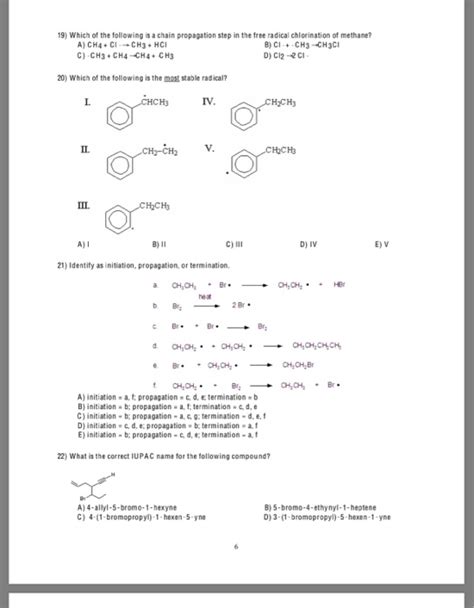 Solved 19 Which Of The Following Is A Chain Propagation
