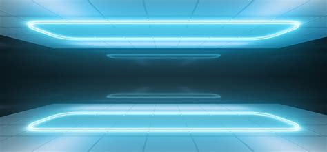 과학 Fi 현대 미래 화이트와 블랙 블루 반사와 천장 빈 공간 3d 렌더링에 네온 조명 초현대적에 대한 스톡 사진 및 기타 이미지 초현대적 테크놀로지 0명 Istock