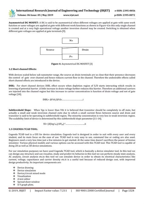 Irjet Simulation Of 10nm Double Gate Mosfet Using Visual Tcad Tool Pdf