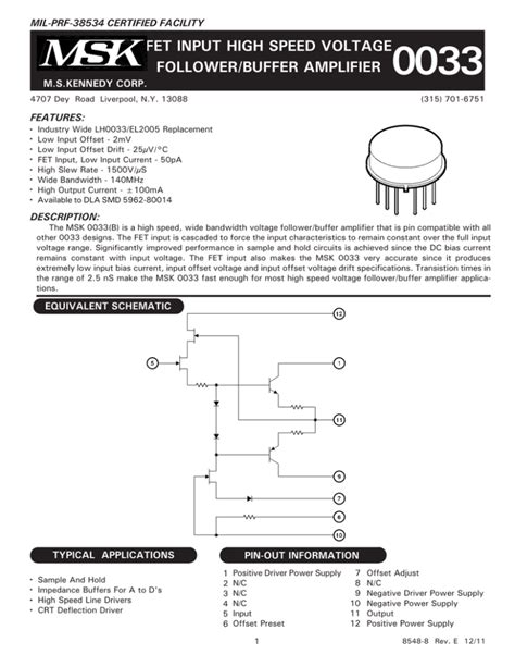 fet input high speed voltage follower buffer