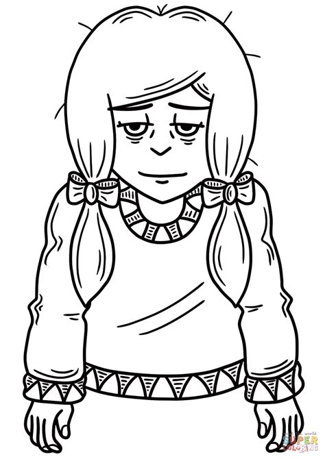 Tired Girl Coloring Page Free Printable Coloring Pages