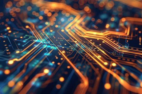 Premium Photo Digital Circuitry Glowing Lines Background