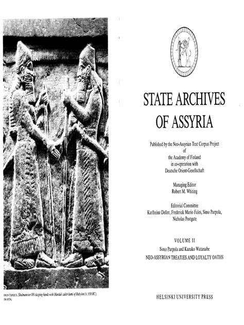 Neo Assyrian Treaties And Loyalty Oaths State Archives Of Assyria 2 Simo Parpola Kazuko