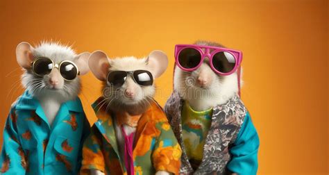 group of mouse mice in funky wacky wild mismatch colourful outfits