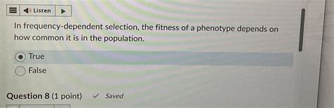 Solved In Frequency Dependent Selection The Fitness Of A