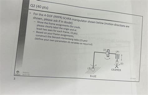 solved q2 40 ﻿pts for the 4 dof rrpr ﻿scara manipulator