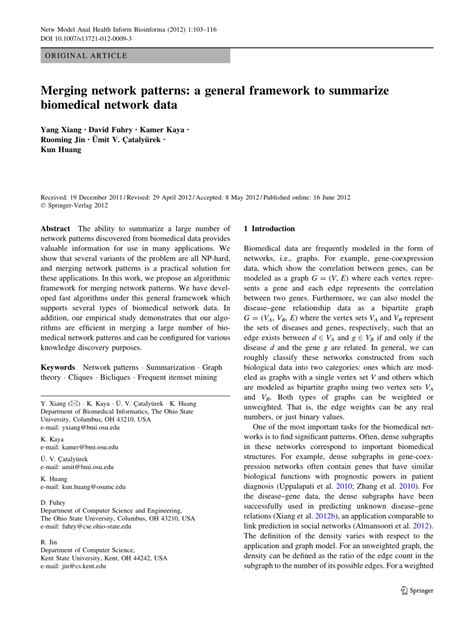Pdf Merging Network Patterns A General Framework To Summarize
