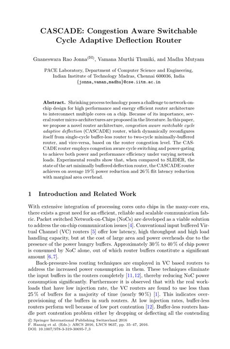 Pdf Cascade Congestion Aware Switchable Cycle Adaptive Deflection Router