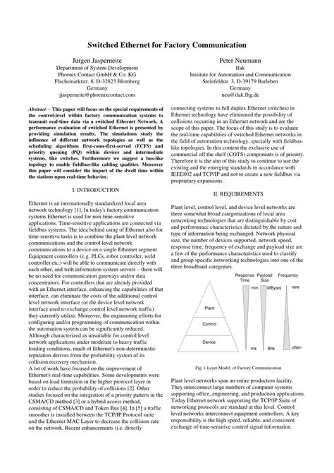 pdf switched ethernet for factory communication