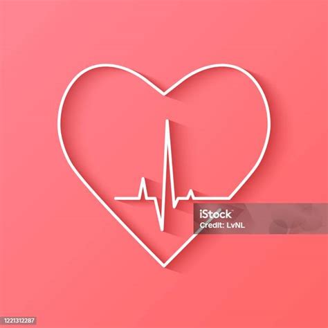 평평한 디자인의 하트 비트 속도 및 펄스 라인을 갖춘 하트 모양 윤곽선 개념에 대한 스톡 벡터 아트 및 기타 이미지 개념