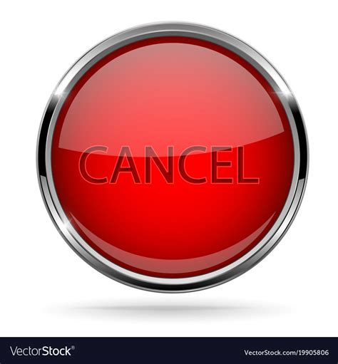 Cancel Button Round Red With Chrome Frame Vector Image
