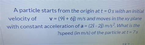 Solved A Particle Starts From The Origin At T 0 S With An