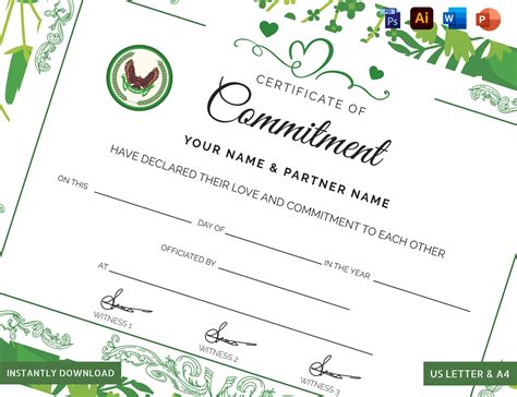 Editable Commitment Ceremony Certificate Certificate Of Etsy