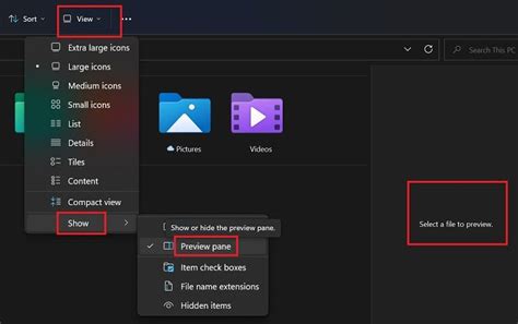 Show Or Hide Preview Pane In File Explorer Of Windows 11